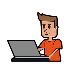 Person using laptop computer icon image Royalty Free Vector