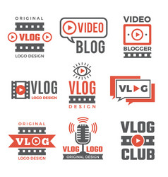 Popular vlog logo flat style Royalty Free Vector Image