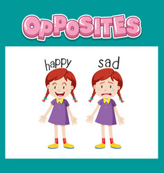 Opposite english words with happy and sad Vector Image