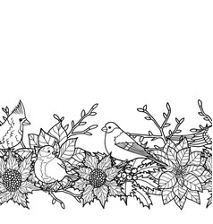 Winter outline seamless border Royalty Free Vector Image