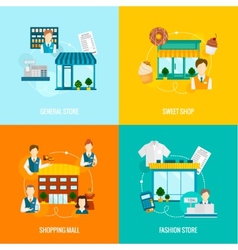 Store building icons set black Royalty Free Vector Image