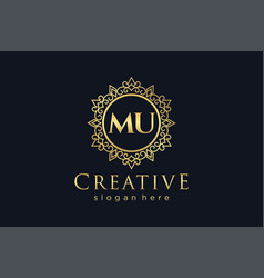 Mu initial letter luxury calligraphic feminine Vector Image
