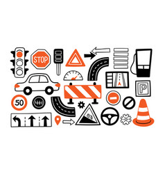 Traffic cone road equipment cartoon style Vector Image