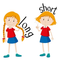 Opposite adjectives tall and short Royalty Free Vector Image