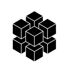 Geometric cube of 8 smaller isometric cubes Vector Image