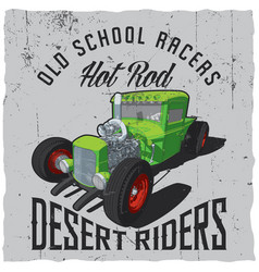 Old school legendary racers poster Royalty Free Vector Image