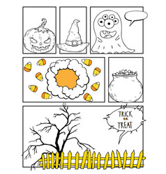 Comic blank layout template halloween background Vector Image