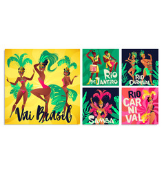 Brazilian samba posters carnival in rio de Vector Image