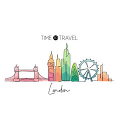 One single line drawing london city skyline Vector Image