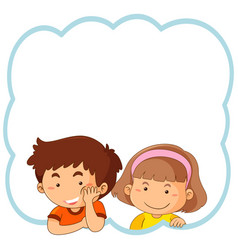Flat boy and girl frame Royalty Free Vector Image