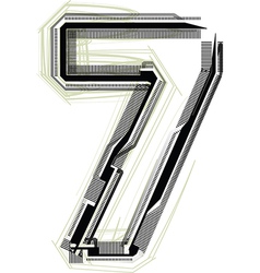 Colorful grunge font number 7 Royalty Free Vector Image