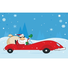 Santa driving sports car Royalty Free Vector Image