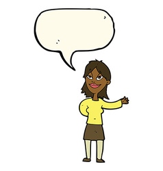 Cartoon woman gesturing to show something Vector Image