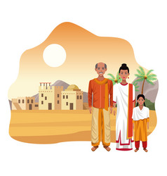 Indian family india cartoon Royalty Free Vector Image