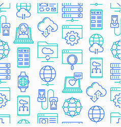 Video game seamless pattern with thin line icons Vector Image