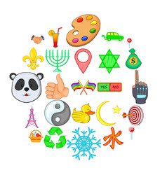 Symbolize icons set cartoon style Royalty Free Vector Image