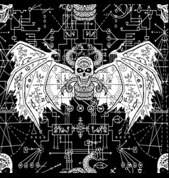 Seamless pattern with evil skull Royalty Free Vector Image