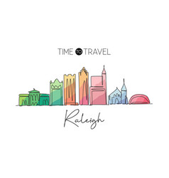 One single line drawing of raleigh city skyline Vector Image