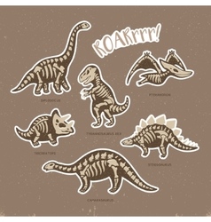 Cartoon dinosaurs skeleton collection set Vector Image