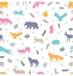 Seamless pattern with wild forest animals Vector Image