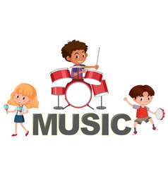 Children with music icon Royalty Free Vector Image