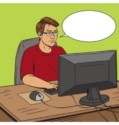 Software developer at work comic book style Vector Image