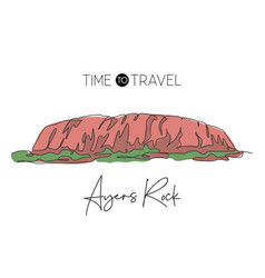 Single continuous line drawing ayers rock Vector Image