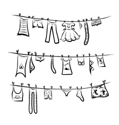Clothes on the clothesline Sketch for your design Vector Image