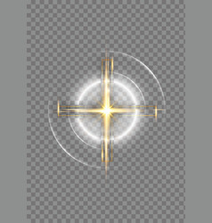 Cross light shiny cross with golden frame sign Vector Image