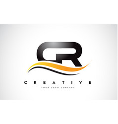 Cr letter design with brush stroke and modern 3d Vector Image