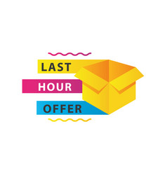 One hour sale countdown lettering with hourglass Vector Image
