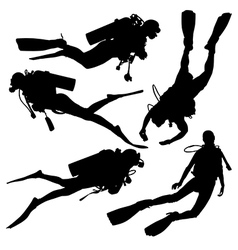 Springboard platform diving silhouette Royalty Free Vector