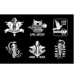 Rock music radio station labels Royalty Free Vector Image