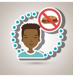 Man cartoon fast food prohibited Royalty Free Vector Image