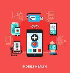 Digital healthcare technology flat poster Vector Image