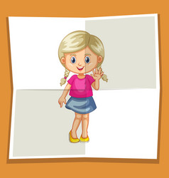 Cute girl waving hand on white background Vector Image