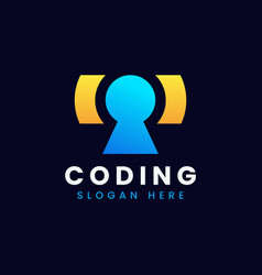 Modern computer programming coding logo design Vector Image