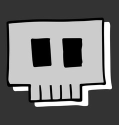 A cartoon square skull hand drawv square skull Vector Image