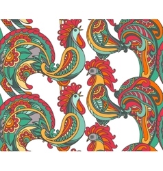 Vintage seamless texture with cute roosters Vector Image