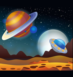 Moonscape with cartoon astronaut Royalty Free Vector Image