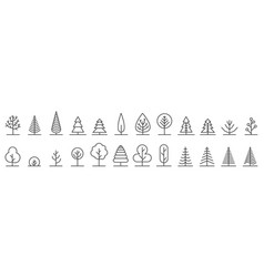 Set minimal trees linear icons Royalty Free Vector Image