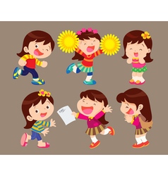 Cute boy character cartoon many action Royalty Free Vector