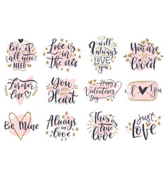 Love lettering quotes romantic valentines day Vector Image
