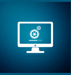 Monitor update process with gearbox loading bar Vector Image