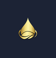 Abstract droplet shape bio gold logo Royalty Free Vector