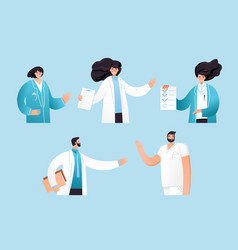 Doctor and nurse flat hospital intern surgeon Vector Image