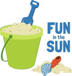 Shovel and bucket in the sand Royalty Free Vector Image