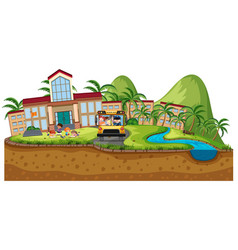 Student learning outside school Royalty Free Vector Image