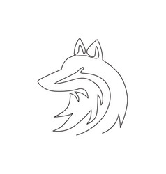 One single line drawing cute fox company logo Vector Image