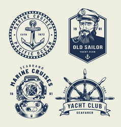 Vintage marine and sea labels Royalty Free Vector Image